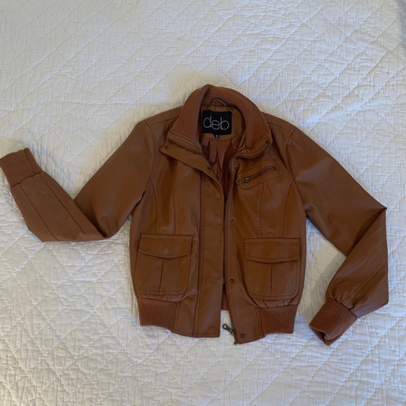 Deb | Jackets & Coats | Tan Faux Leather Biker Jacket | Poshmark